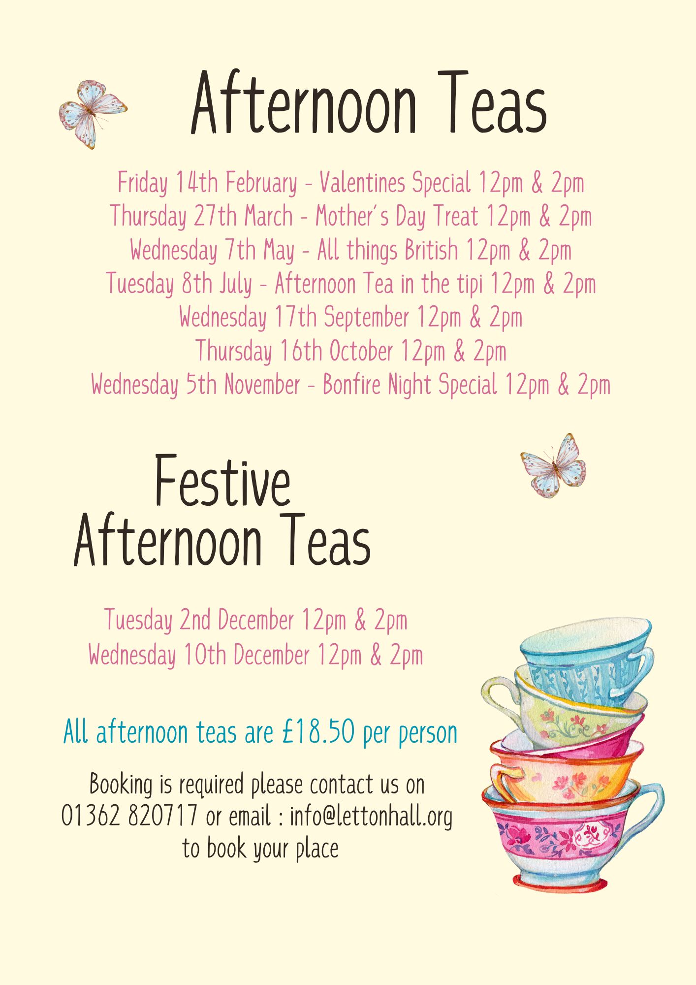 Afternoon Teas at Letton Hall for 2025 | Letton Hall Trust